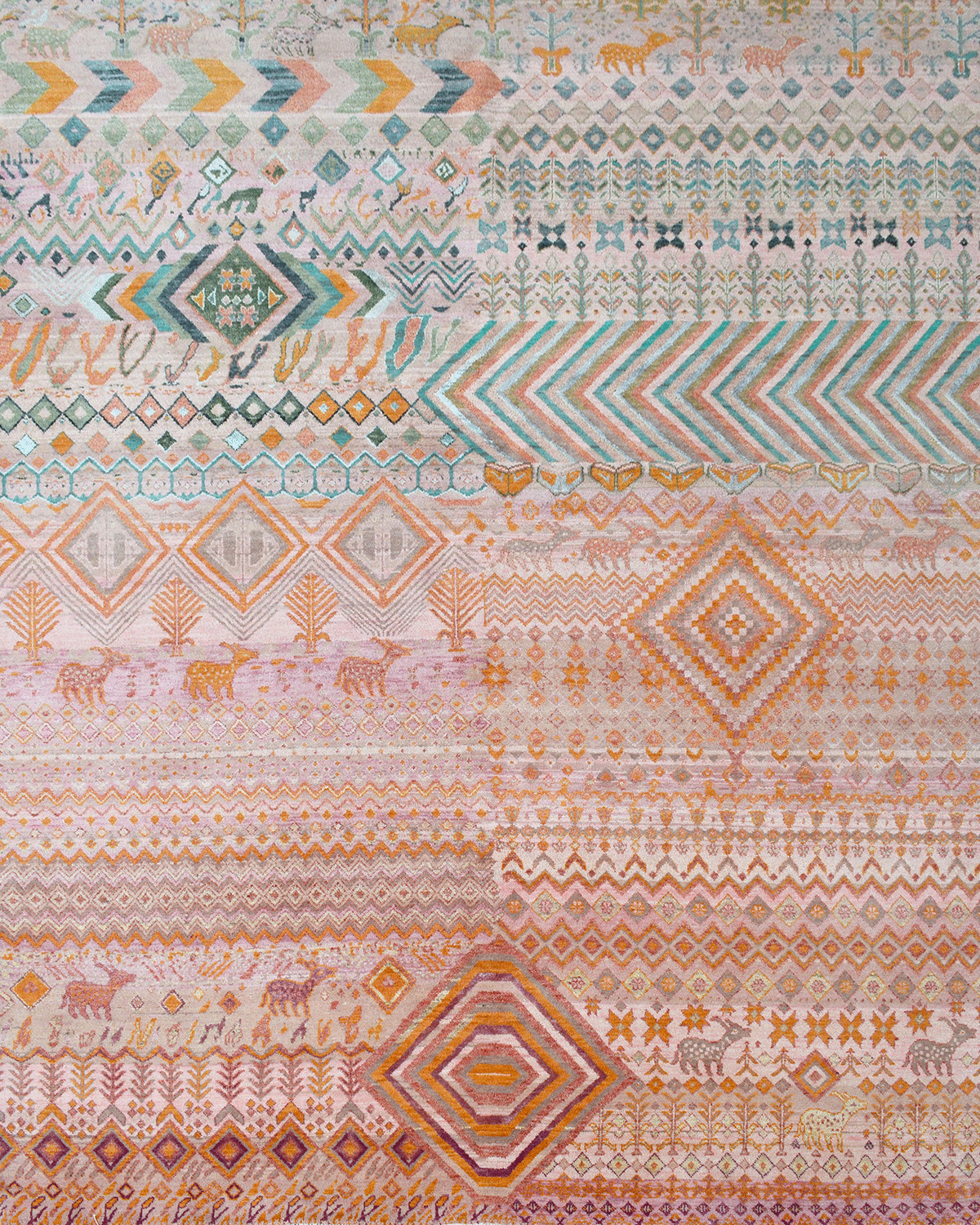 Floral Tap- Hand Knotted Pure Silk Rugs - Cocoon Fine Rugs